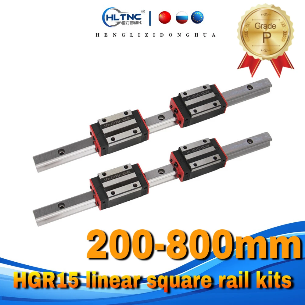 EU warehouse CNC guide 2 pcs HGR15 linear square rail 200 800mm+ 4pcs ...
