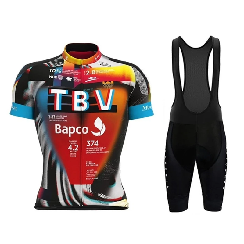 Bahrain Victorious La Vuelta Summer Men Short Sleeve Cycling Suit Set ...
