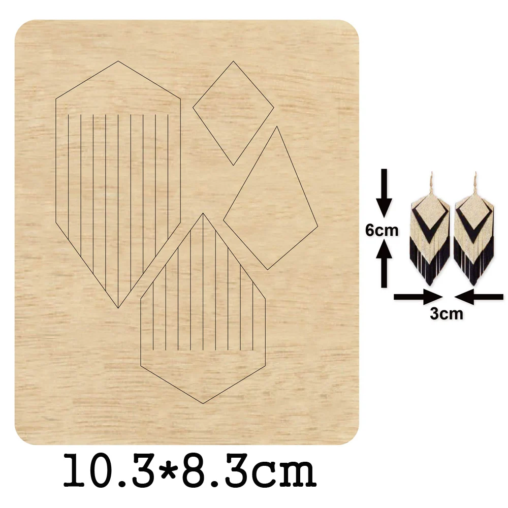 Two Layers of Tassels Dangler Earrings Cutting Wood Dies Wooden Dies ...