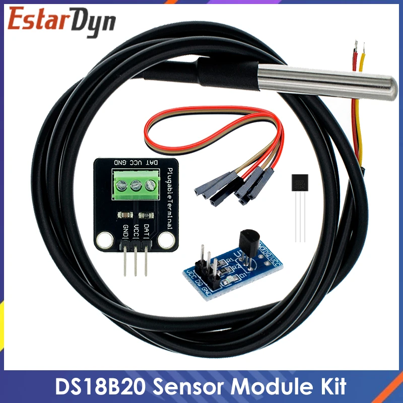 DS18B20 Temperature Sensor Module Kit Waterproof 100CM Digital Sensor Cable Stainless Steel ...