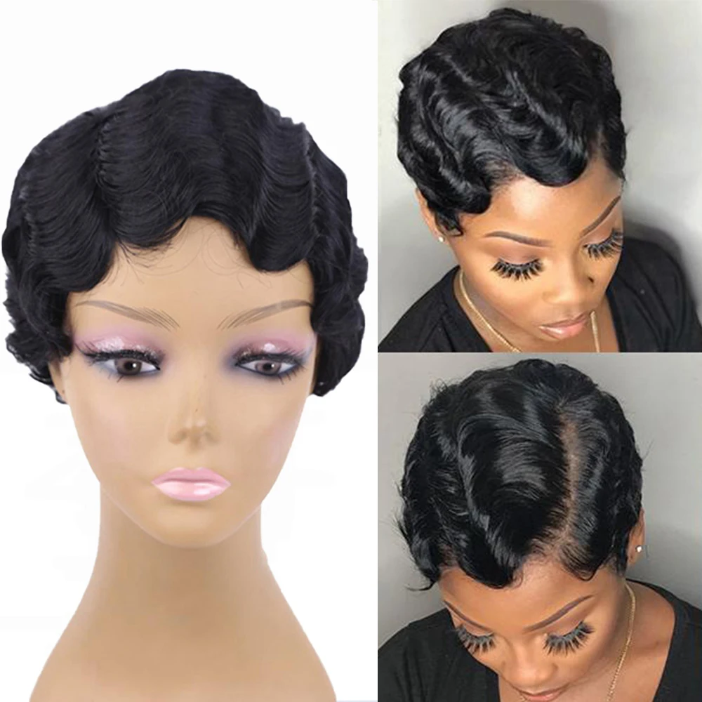 Synthetic Finger Wave Wig | Short Finger Wave Wig | Short Hair Wigs ...