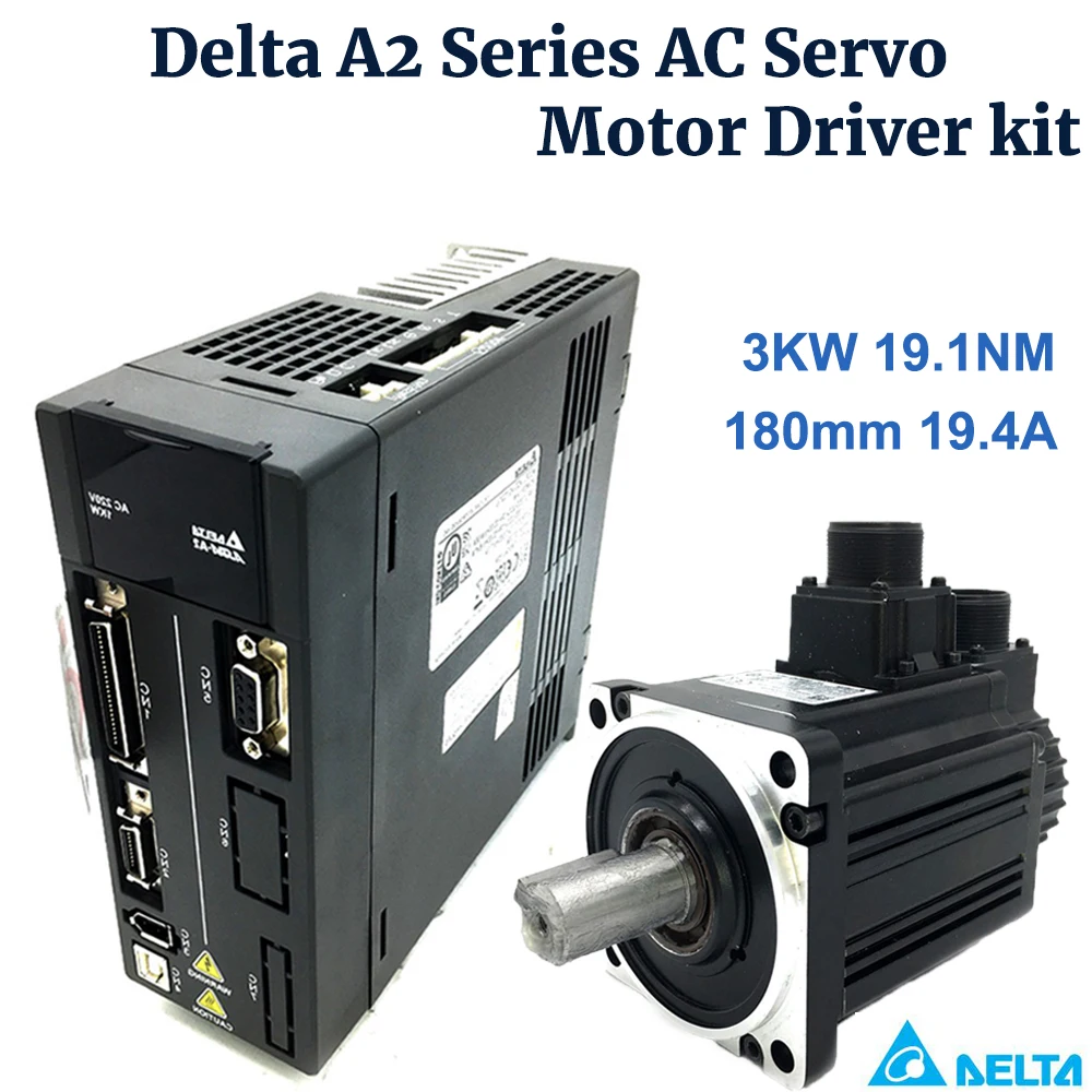 3KW Delta A2 Series 180mm 19.4A AC Servo Motor Driver Kit 19.1Nm ECMA ...