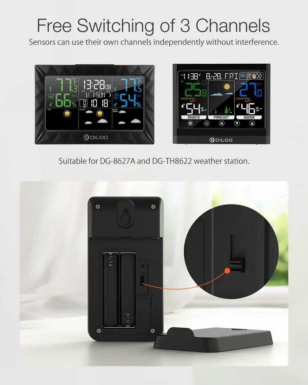 DIGOO DG-TX102 Digital Outdoor Weather Station Hygrometer Thermometer ...