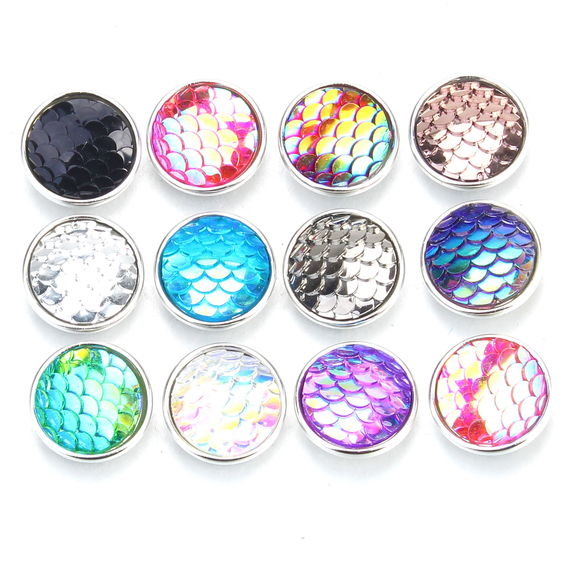 10pcs/lot New Snap Button Jewelry Mixed Style Fish Scales Resin Snap ...