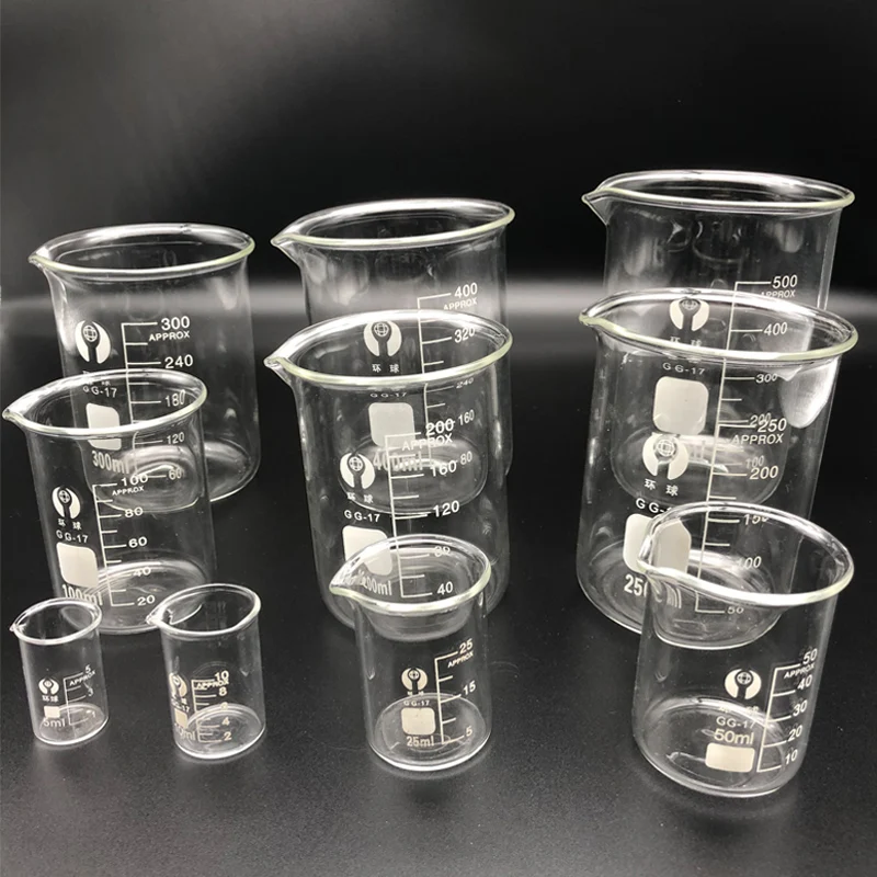 10Pcs/set (5mL-500mL) Glass Beaker Chemistry Experiment Labware For ...