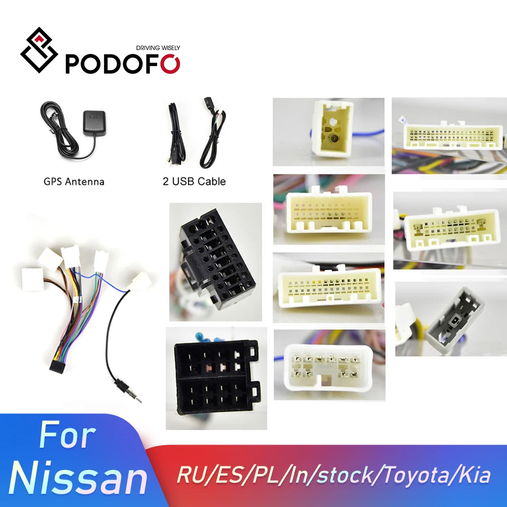 Podofo-2-din-Android-Car-Radio-Cable-For-Volkswagen-ISO-Hyundai-Kia ...