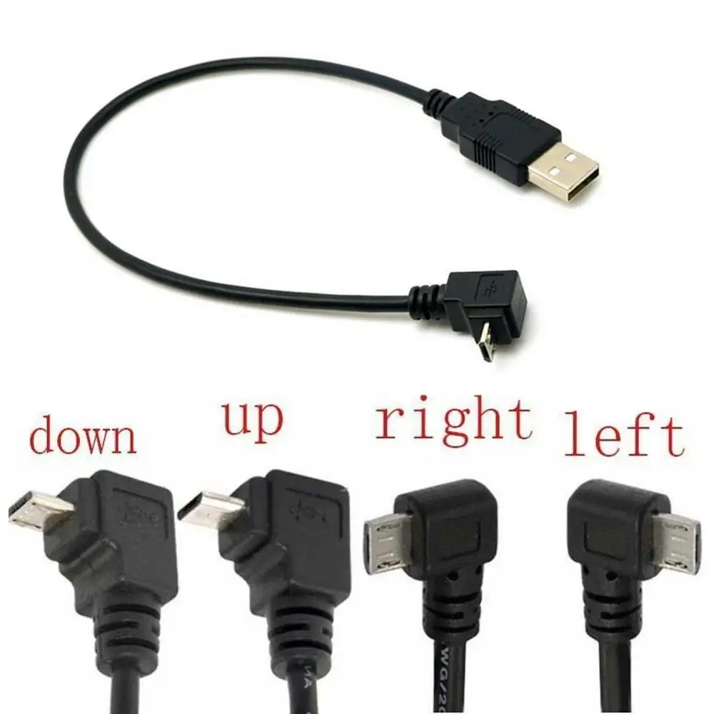 1PC 27cm Right Angle USB 2.0 Male to 90 Degree Left Micro Converter Pin ...