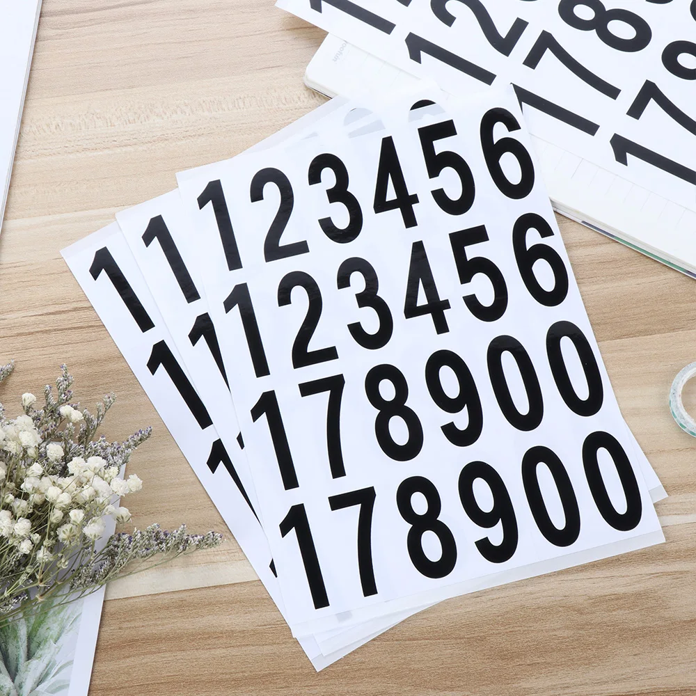 10Sheets-Black-Label-Numbers-Stickers-Self-adhesive-Waterproof-Numbers ...