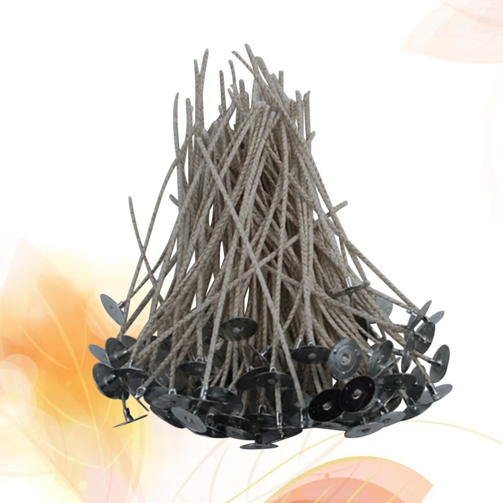 100Pcs Wick With Tabs Wicks Diy Set Soy Wax Pre Waxed Bases Centering ...