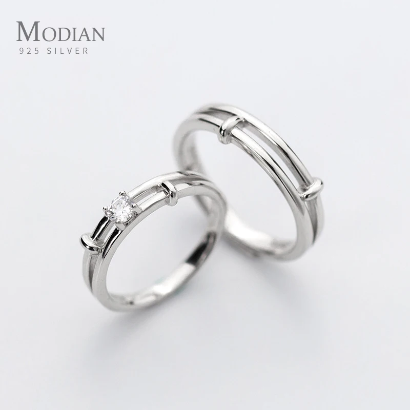 Modian Classic Fashion Adjustable 100% 925 Sterling Silver Couple Rings For Women Wedding ...