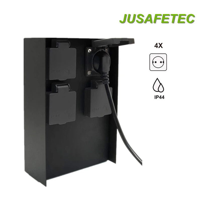 4-way Outdoor Garden Socket Eu Plug Stainless Steel Power Pillar Ip44 ...