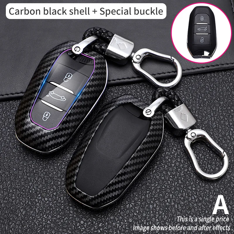 Carbon Fiber Car Smart Key Cover CaseFor Peugeot 508 301 2008 3008 4008 ...