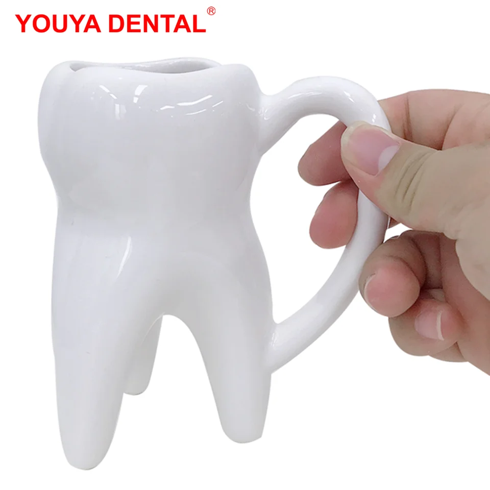 Dental Tooth Shaped Coffee Mug Ceramic Cup With Handle Travel Creative ...