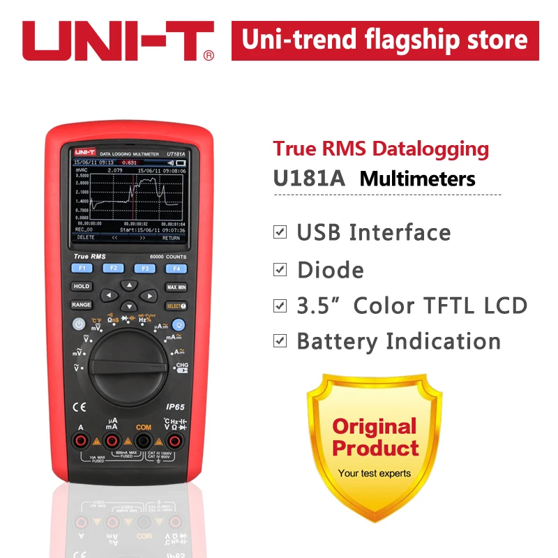 Uni-t Ut181a Digital Datalogging Multimeter Smart True Rms Auto Range Dual Temperature ...