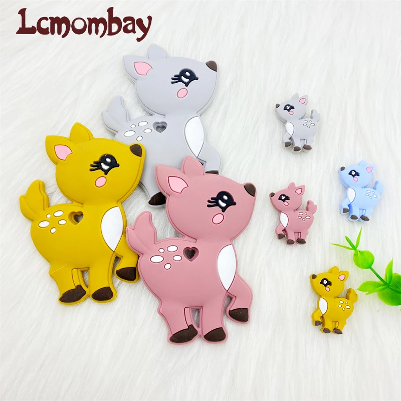 2pcs Silicone Teether Beads Fawn BPA Free Rodents Baby Teething Tiny ...