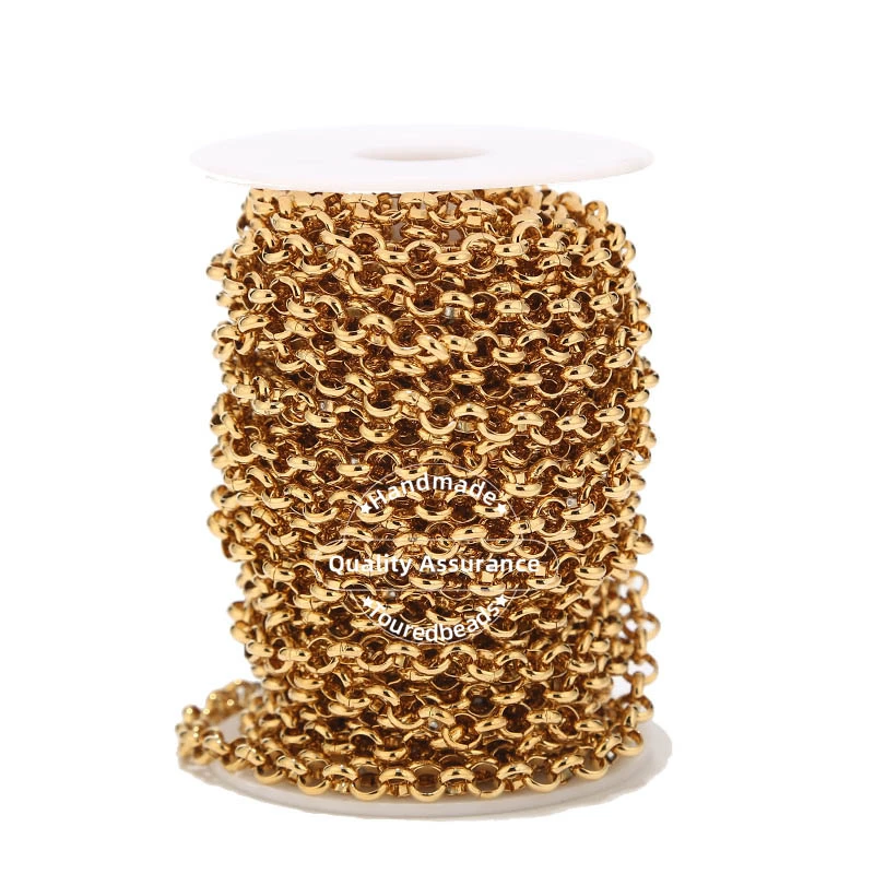 1 Meter Stainless Steel Gold Rolo Chain 3mm 4mm 5mm 6mm Width Open ...