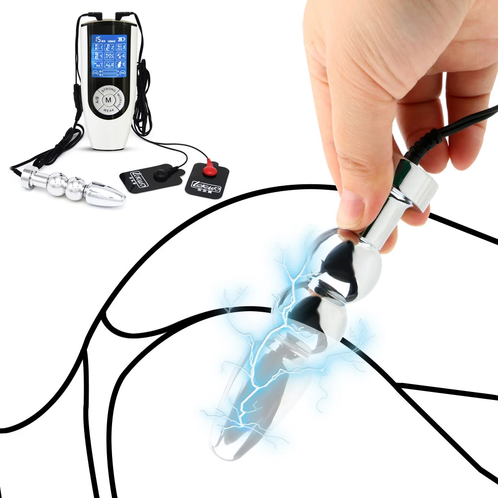 Electric-Shock-Pulse-Metal-Anal-Bead-Plug-BDSM-Double-Electrode-Anal ...