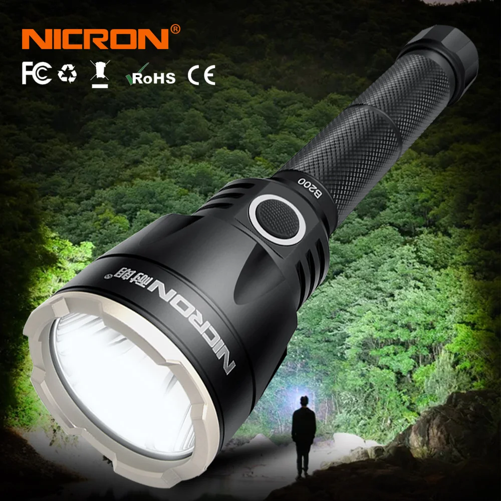 NICRON B200 Ultra Bright Tactical Flashlight 1000LM Far Distance 536m ...