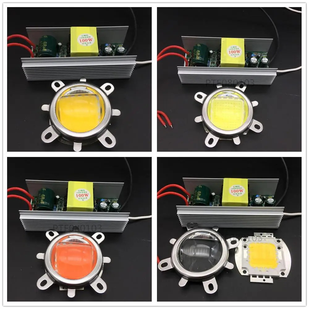 Luz led de alta potência, 100w, luz branca quente e fria, cooler do ...