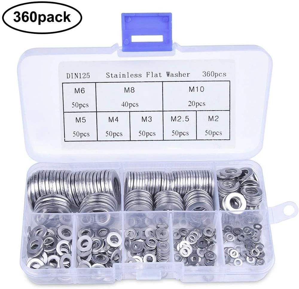 360/180pcs Stainless Steel Sealing Solid Gasket Washer M2 M2.5 M3 M4 M5 ...