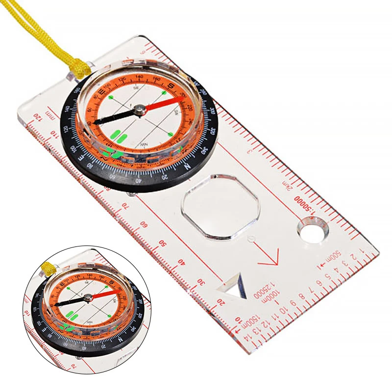 Hiking Camping Outdoor Compass Ruler Cross-country Race Baseplate ...