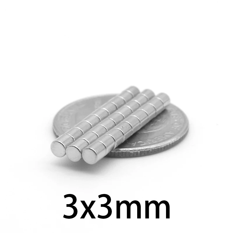 100~3000PCS 3x3mm Neodymium Magnet Dia 3x3 Mini Small Round Magnets 3mm ...