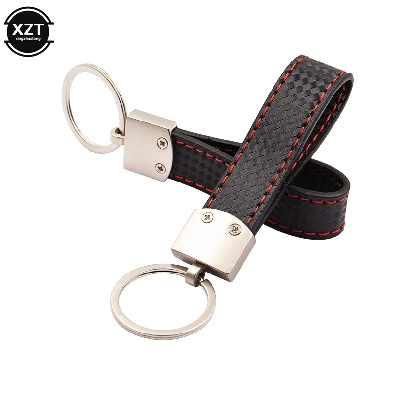 1X-Black-red-Leather-Car-Keychain-Keyring-Key-Chain-Key-Ring-Holder-For ...