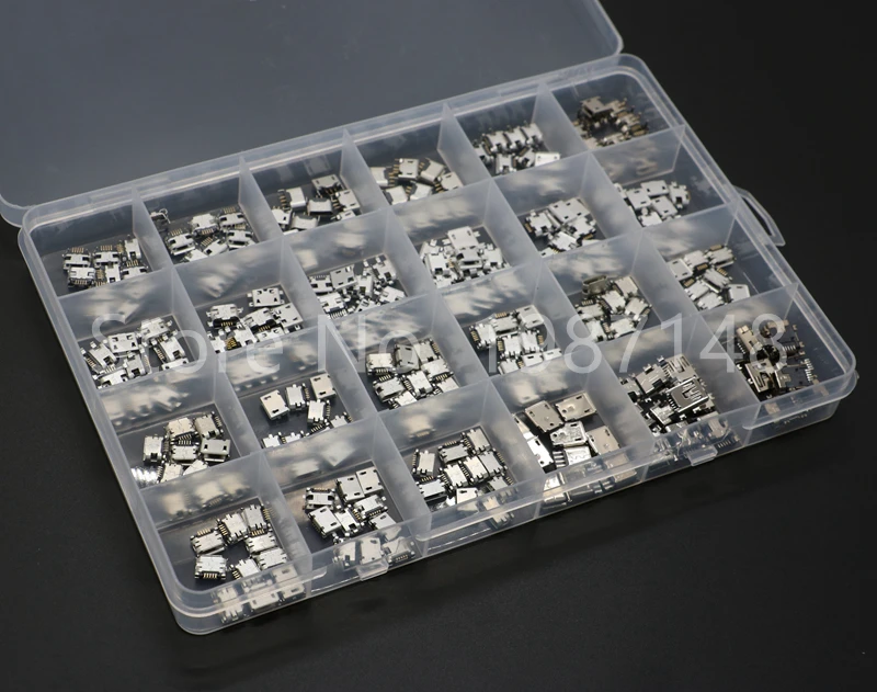 240 Pcs/box 24 Models Micro USB Connector Socket Jack USB Connectors ...