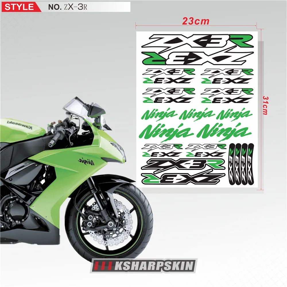 カワサキZX 3R zx3rninjaロゴ用防水モーターサイクルステッカー,新しい反射ステッカーボディヘルメット|デカール &ステッカー ...
