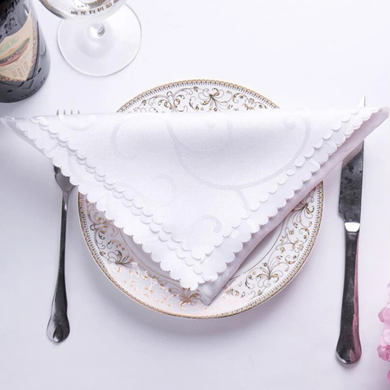1PCS White Hemstitched Napkins Cocktail Napkin For Party Wedding Table ...