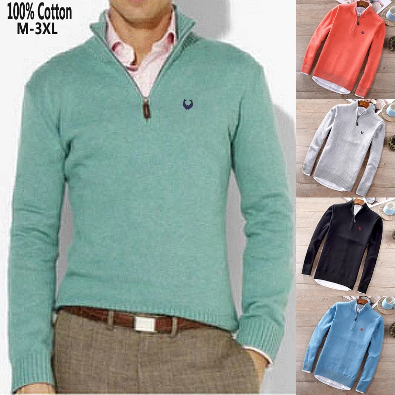 100% Cotton New Embroidery-logo Long Sleeve Knitted Mens Sweaters ...