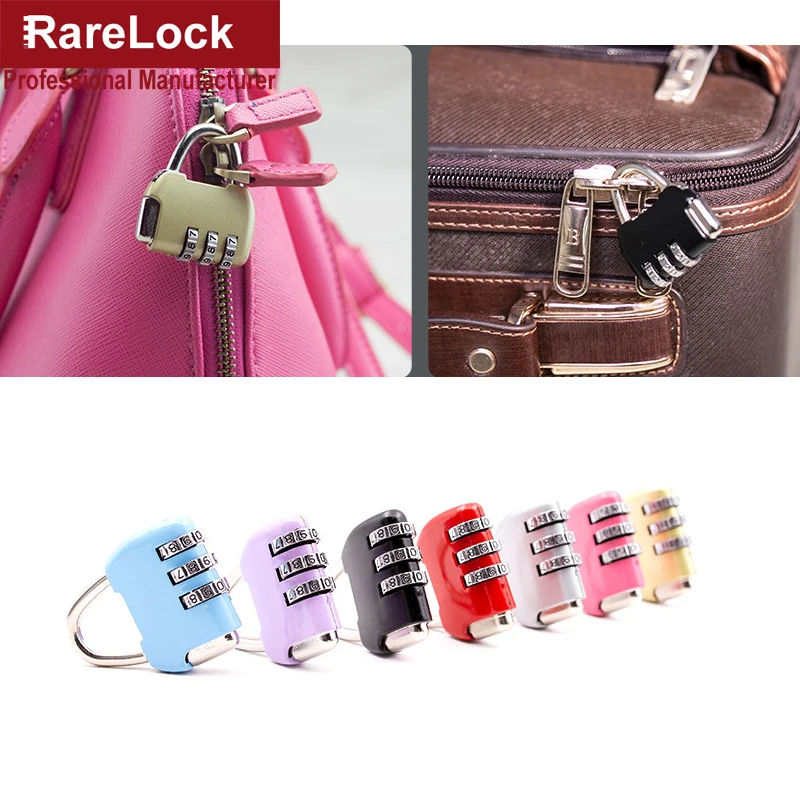 Colorful Combination Padlock Mini Lock for Suitcase Travel Bag Handbag ...