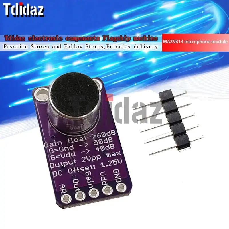 MAX9814 Microphone AGC Amplifier Board Module Auto Gain Control for ...