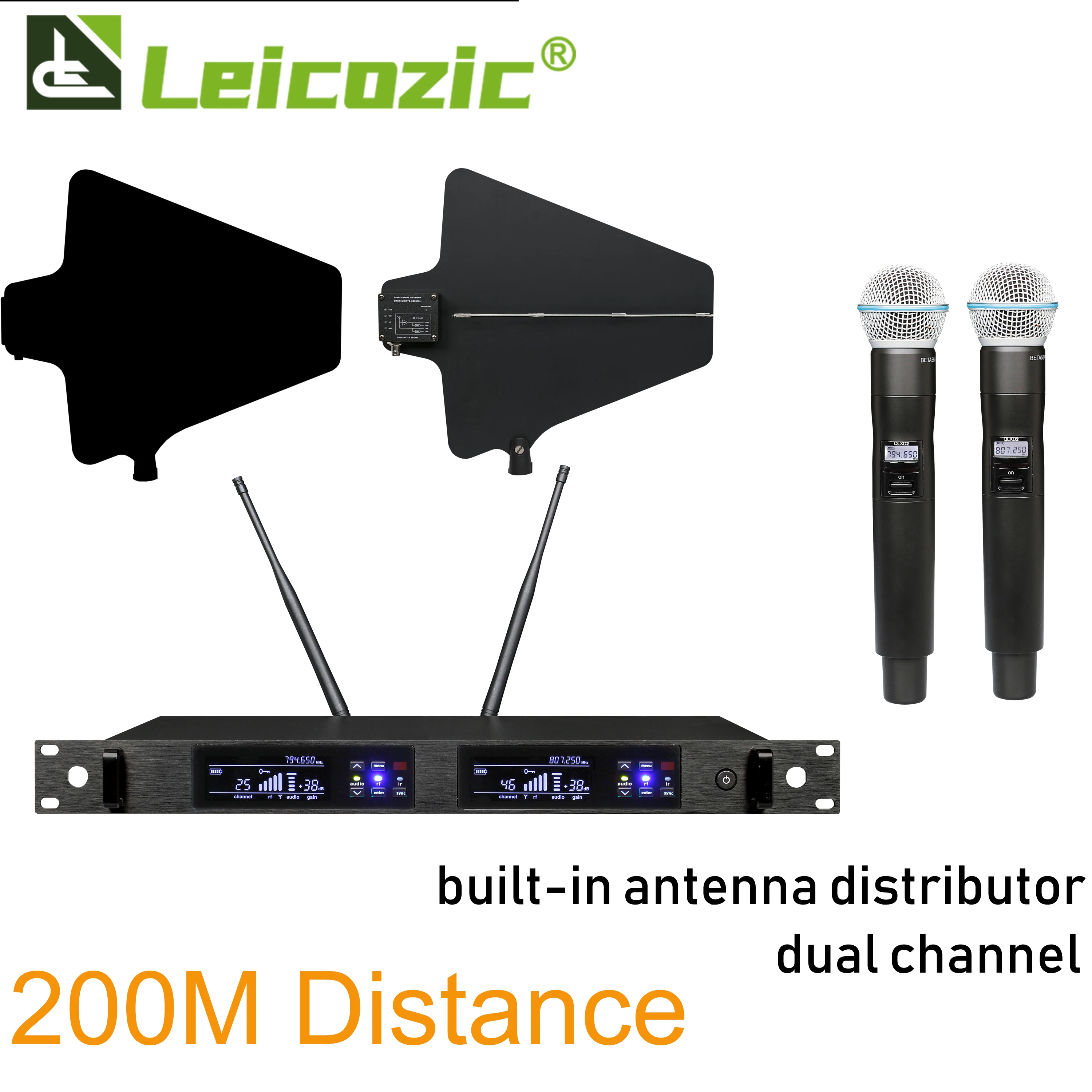 Leicozic QLX-24D 200M True Diversity Wireless Microphone Buit In ...