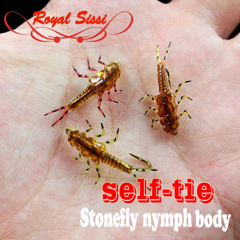 hot 10pcs pack artificial stonefly nymph rubber body fly fishing wet ...