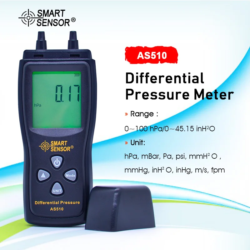 SENSOR inteligente AS510 LCD, manómetro de aire, Mini medidor de presión diferencial, Manómetro ...