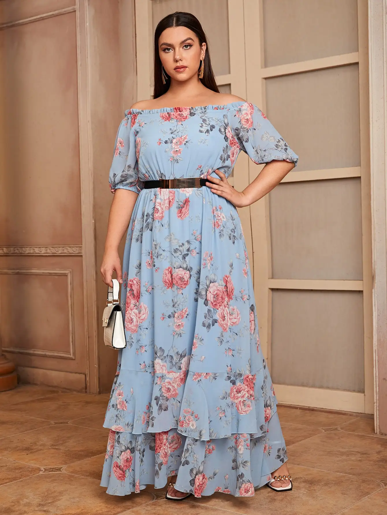 Toleen Summer Women Elegant Plus Size Oversized Maxi Dresses 2022 Large