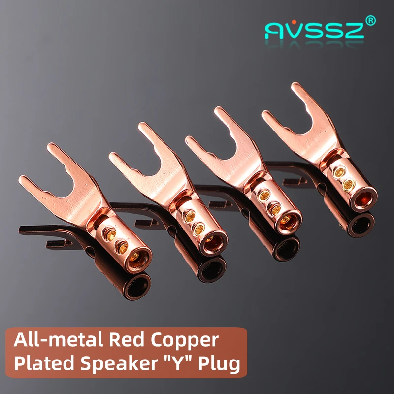 Audio-Speaker-Wire-Y-Plug-Solder-free-U-shaped-All-metal-Plug-Red ...