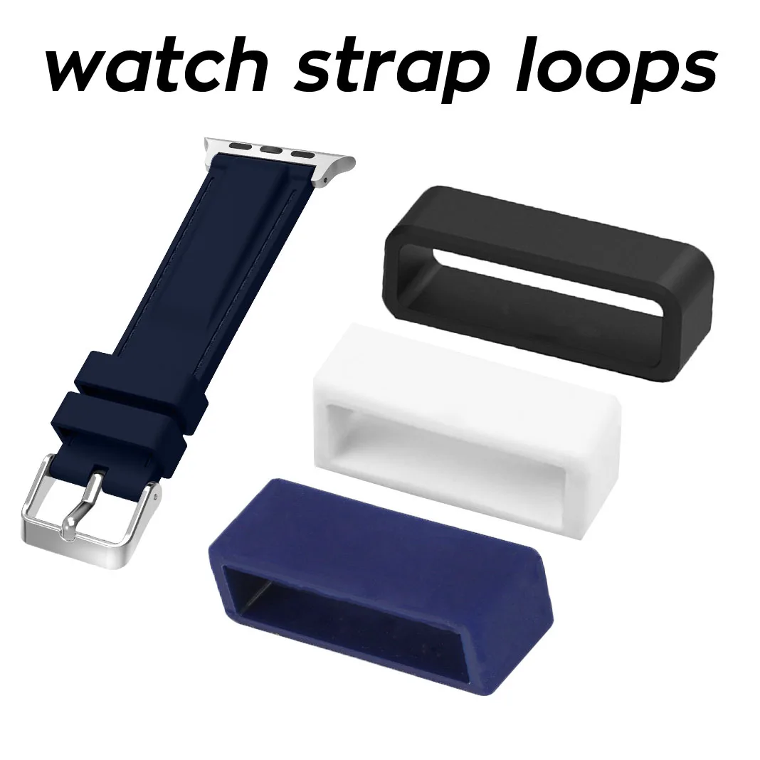 Black White Color Silicone Watch Band Loop 3pc Watch Strap Rubber Loops ...