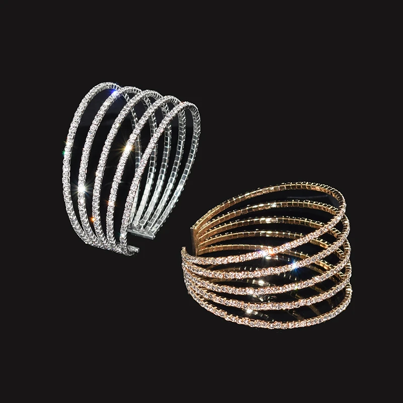 Elegant Lady Crystal Open Bracelets & Bangles Gold Silver Plated ...
