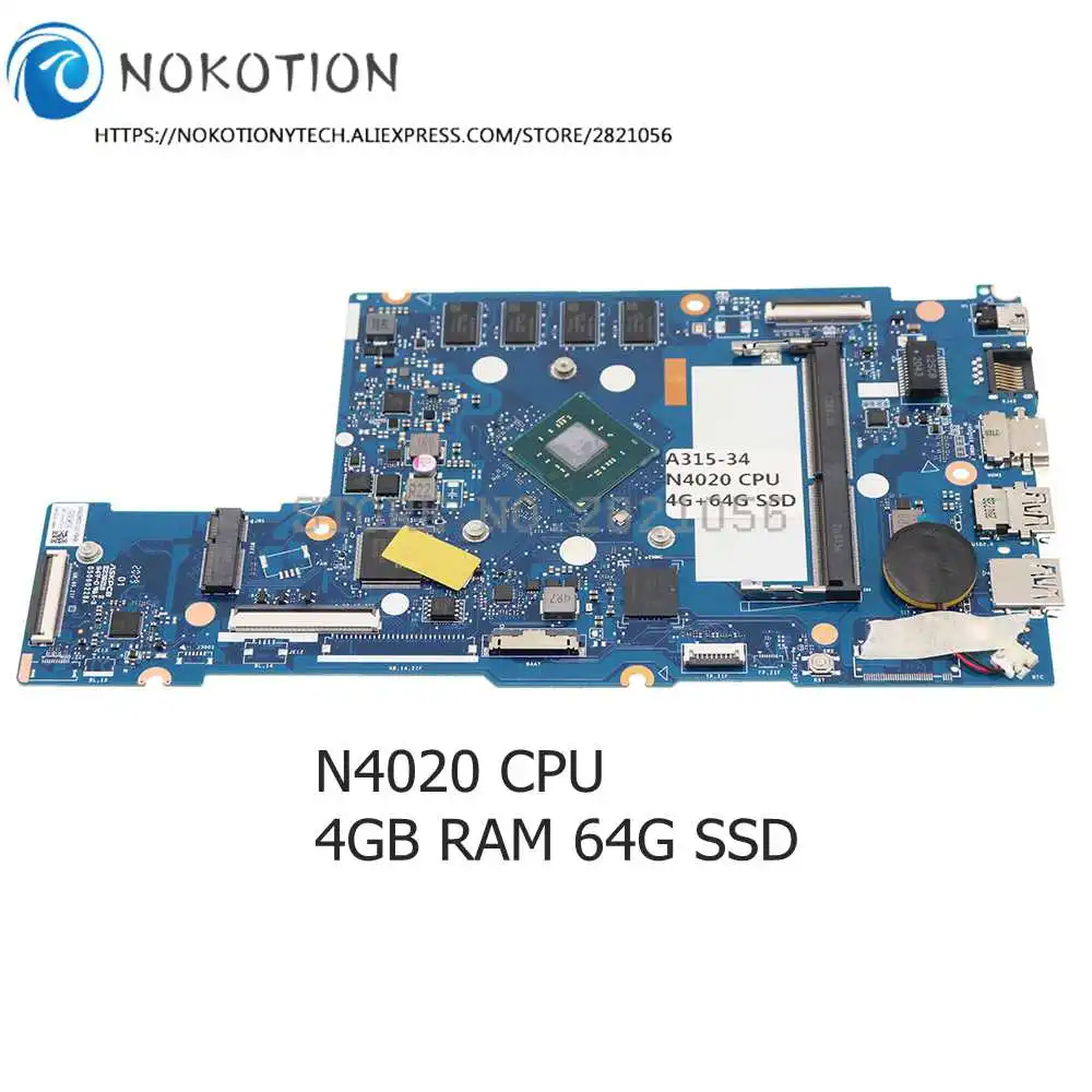 For-ACER-Aspire-A115-A115-31-A315-34-Laptop-motherboard-N4020-CPU-64G ...