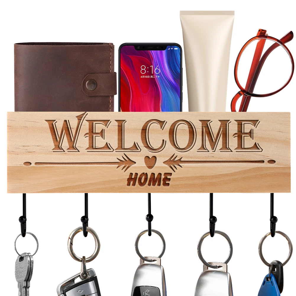 Welcome-Home-Text-Wood-Key-Hangers-Home-Decor-Key-Rack-Hollow-Out-Grids ...