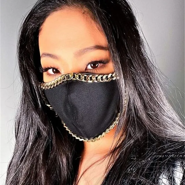 Punk Metal Gold Chain Face Mask - Queerks™