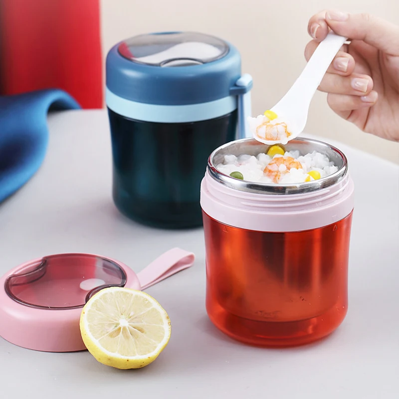 Stainless Steel Vaccum Cup Soup Cup With Spoon Mini Thermal Lunch Box ...