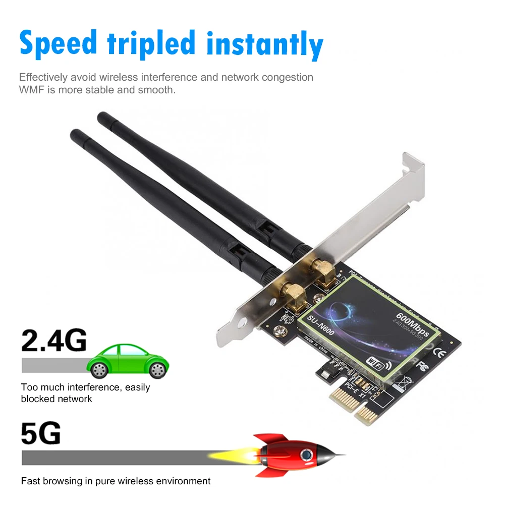 Desktop PCI Wifi Adapter Dual Band 600Mbps PCI E Wireless Network Card ...