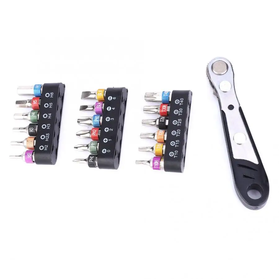 19PCS Ratchet Screwdriver Bits Cross Slot Hex Pentalobe Screwdriver ...