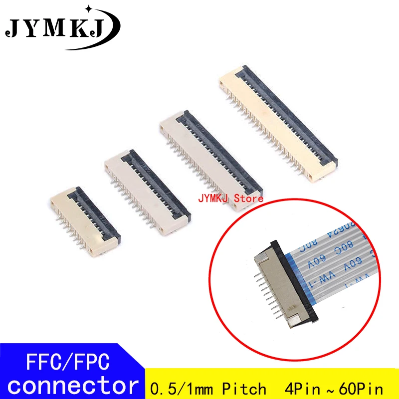 Conector FPC FFC de 0,5mm, 1,0mm, AWM 20624, 80C, 60V, VW 1, conectores PCB de Cable plano 4, 5 ...