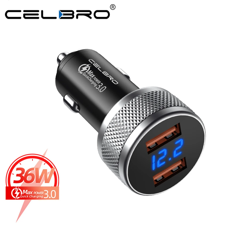 Upgrade USB Car Charger Dual Usb 30w QC 3.0 Led Display CarCharger For ...