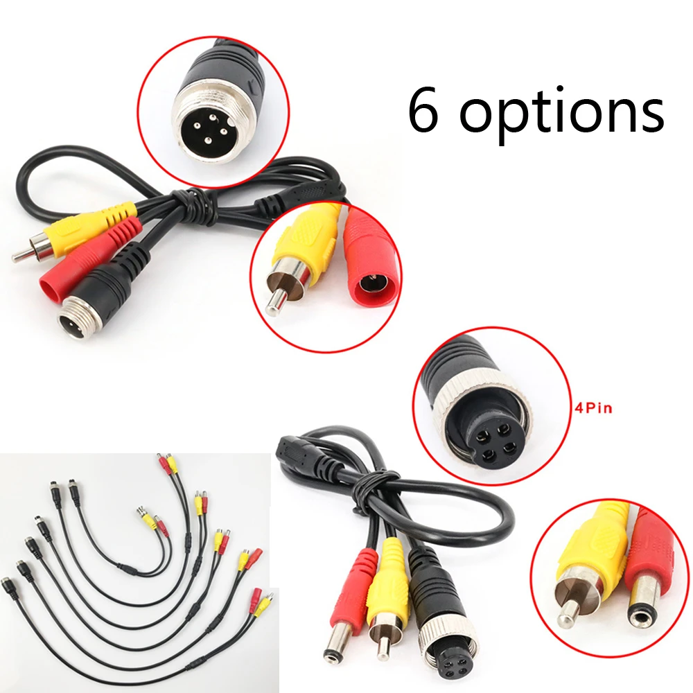4 Pin Aviation Female to RCA Male & DC Jack Male CCTV Vehicle Cam ...