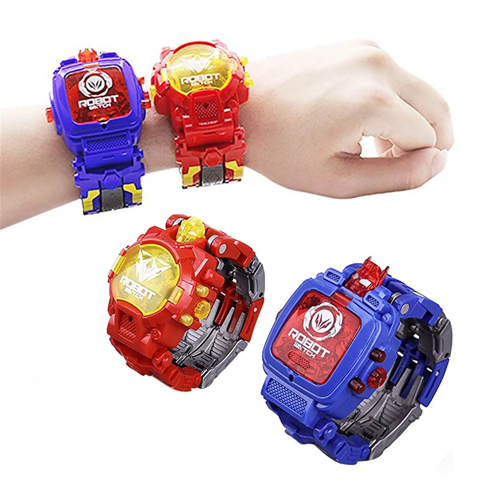2pcs Transforming 2 In 1 Robot Watches Digital Electronic Watch Robot ...